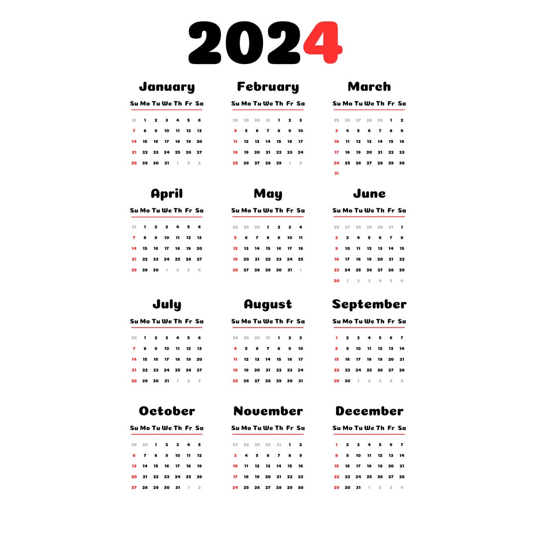 New Year Calendar, Calendar Png, 2024 Png, Transparent Background ...
