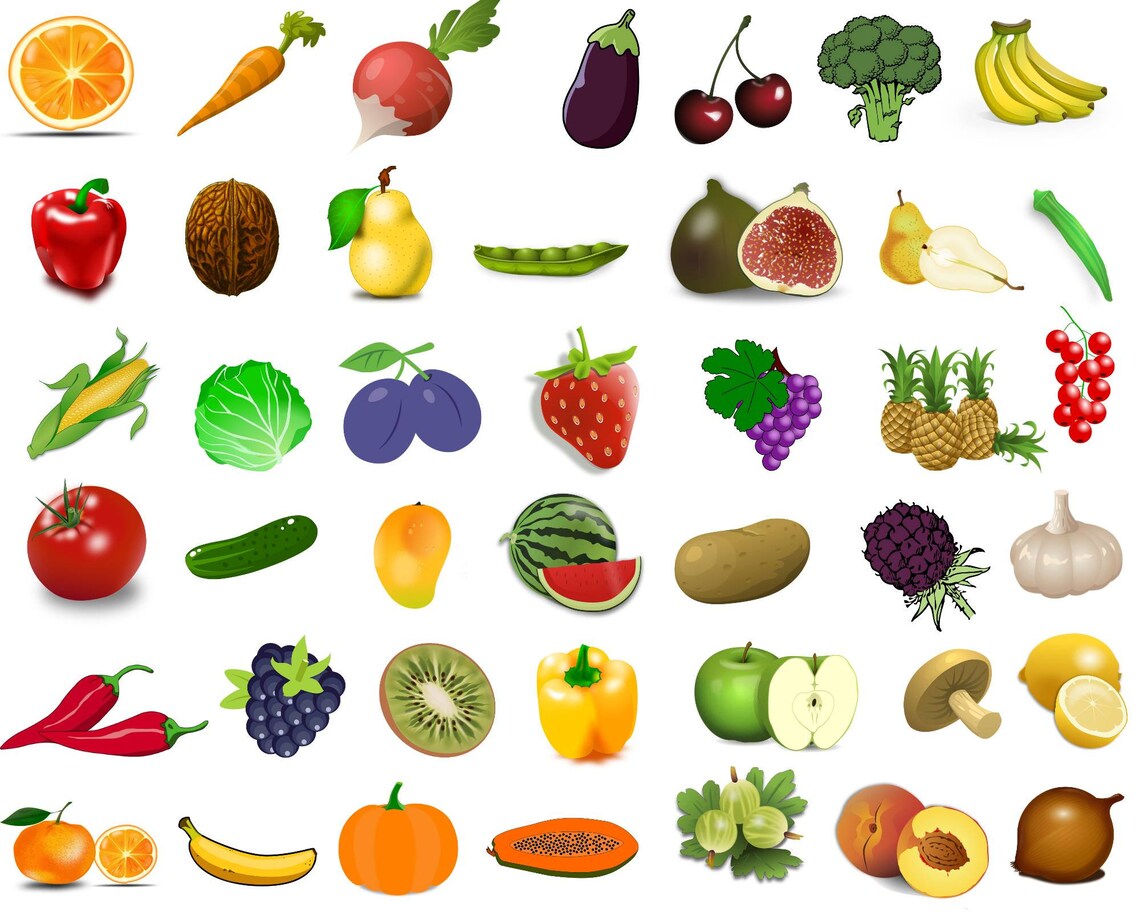 Alimentos svg alimentos png frutas svg frutas png imágenes - Etsy México