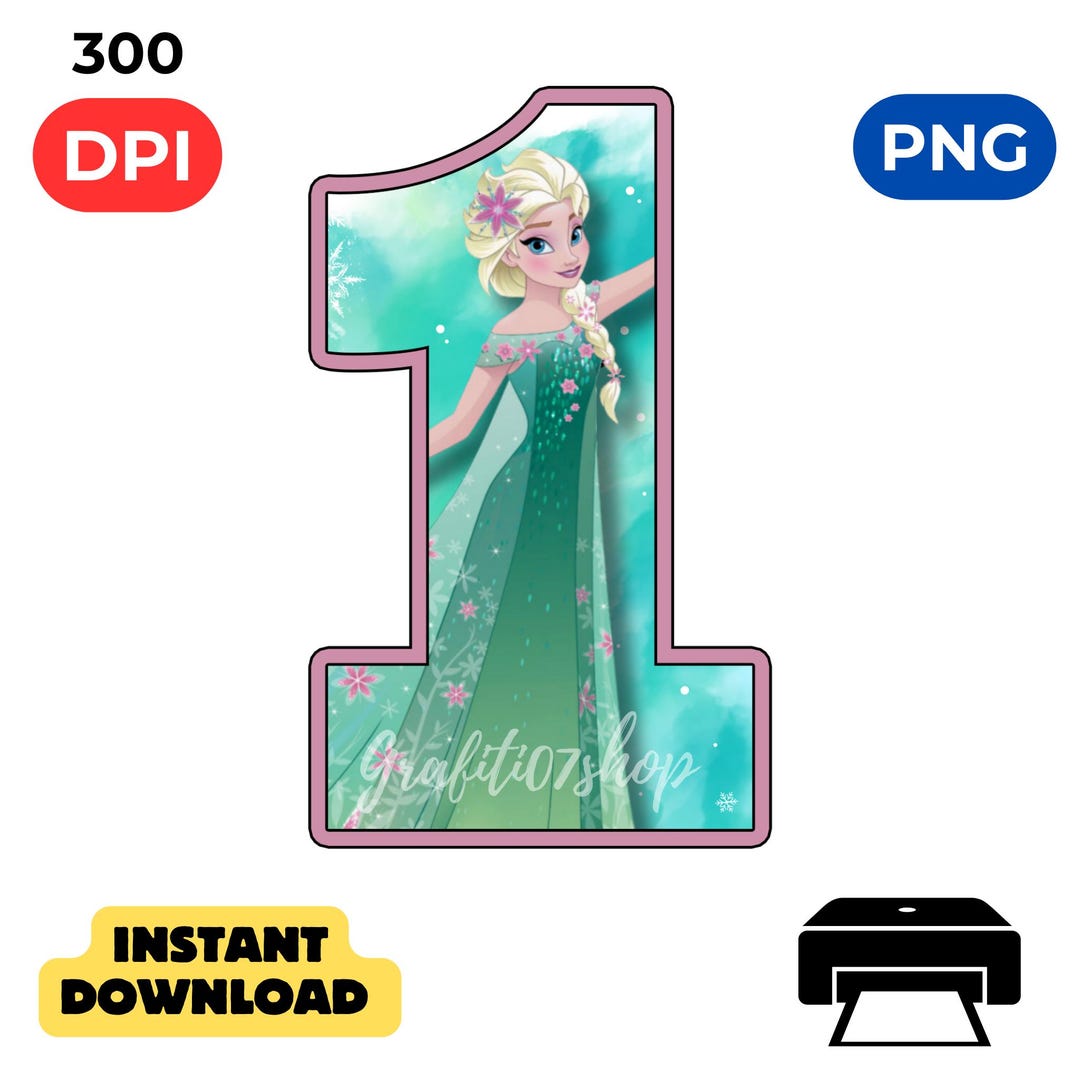 Elsa, Printable Elsa Themed Numbers, 1 Number, Ready to Print and ...
