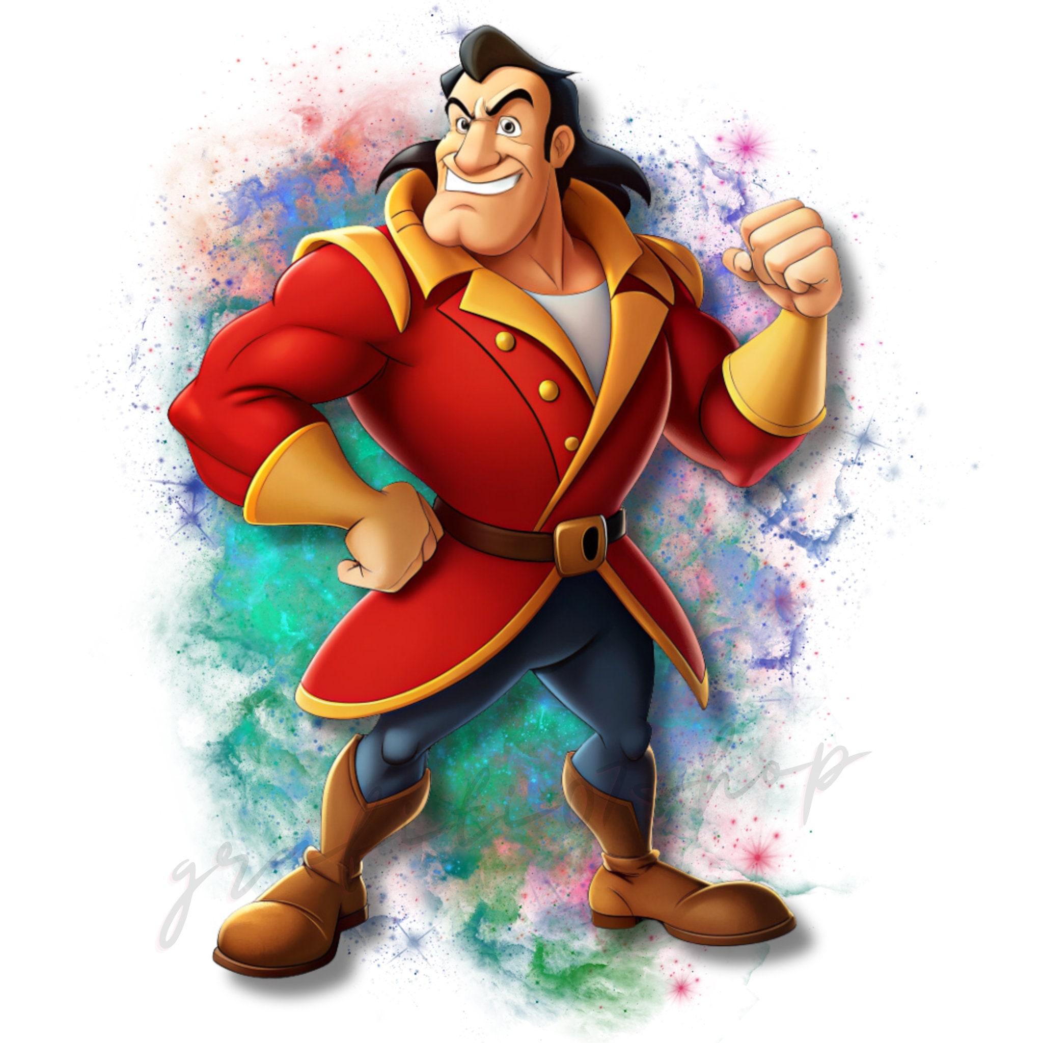 Gaston Watercolor Design, Gaston Clipart, Gaston Png, Beauty and the ...