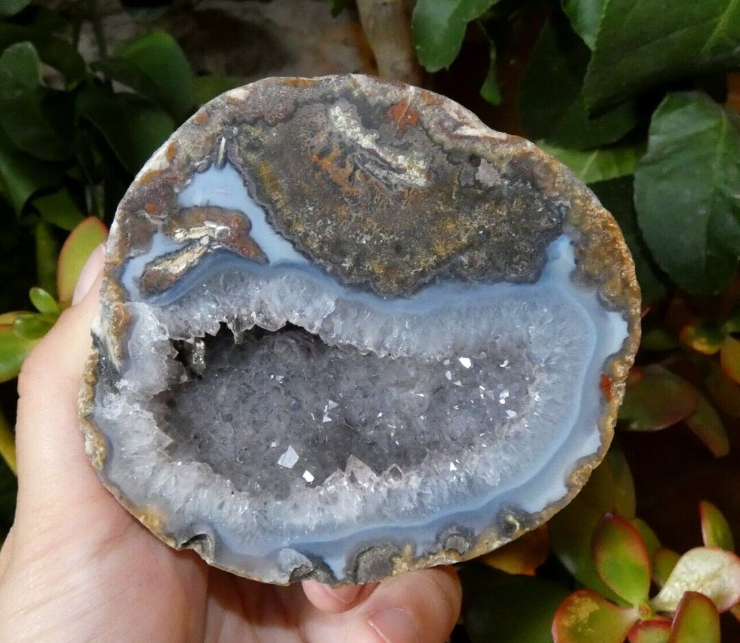 Geode Mexico Quartz Blue Agate 10x9x4.5cm Coconut Minerals Collection ...