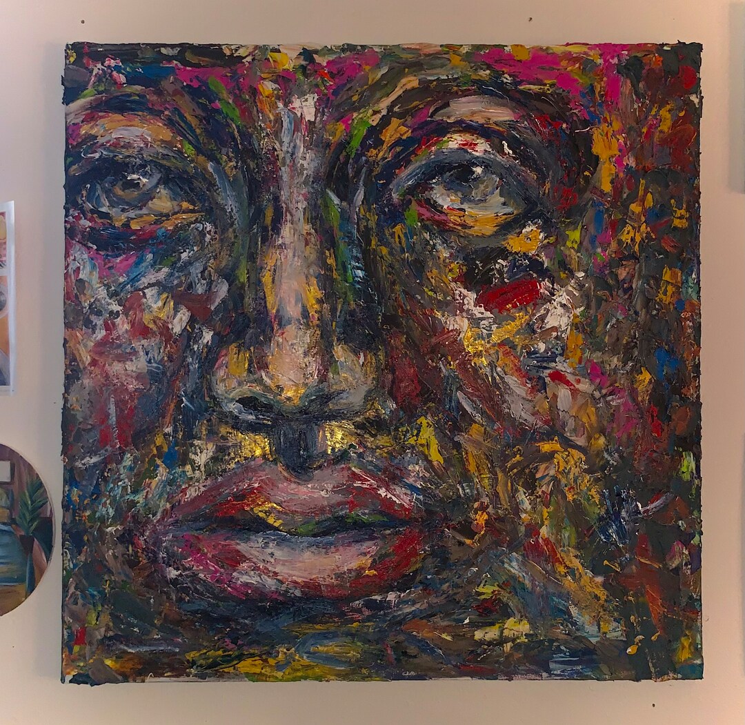Large Thickly Textured Impasto Acrylic Portrait - Etsy