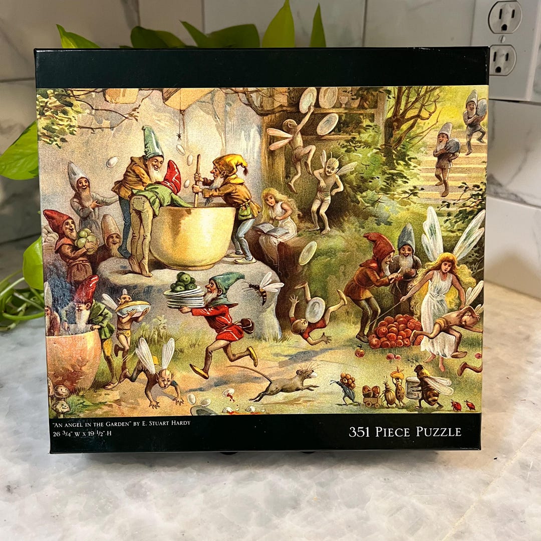 Vintage Angel in the Garden Puzzle E Stuart Hardy Fairy Art 351 Piece ...