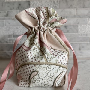 Pink Floral Drawstring Bag - Etsy