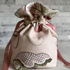 Pink Floral Drawstring Bag - Etsy