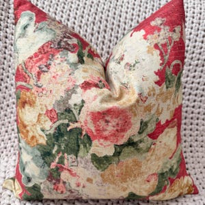 Crimson Red Floral Pillow Cover - Etsy
