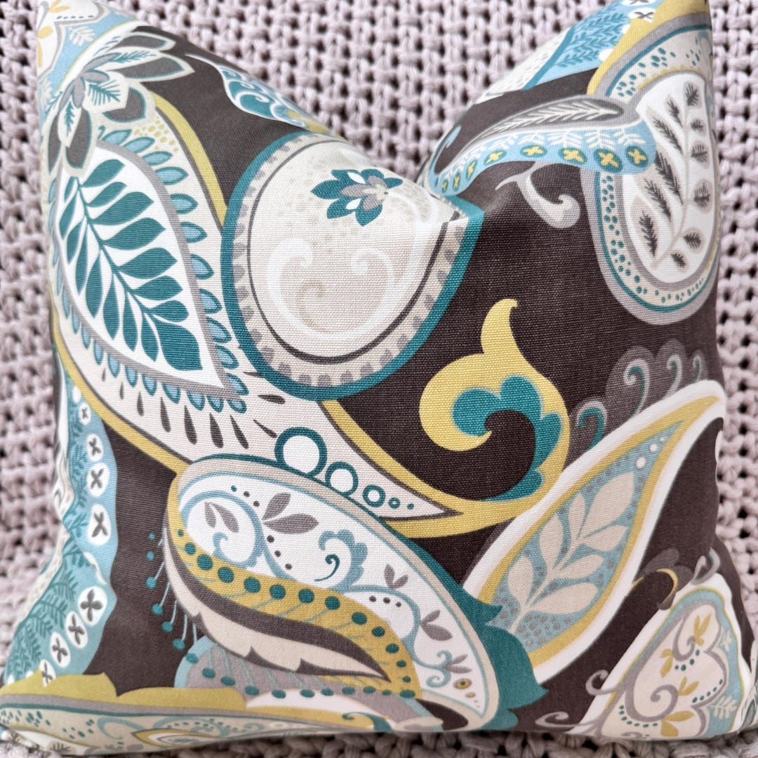 Teal & Cocoa Paisley Pillow Cover - Etsy