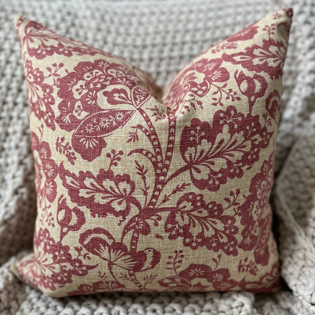 Raspberry Trailing Floral Pillow Cover - Etsy
