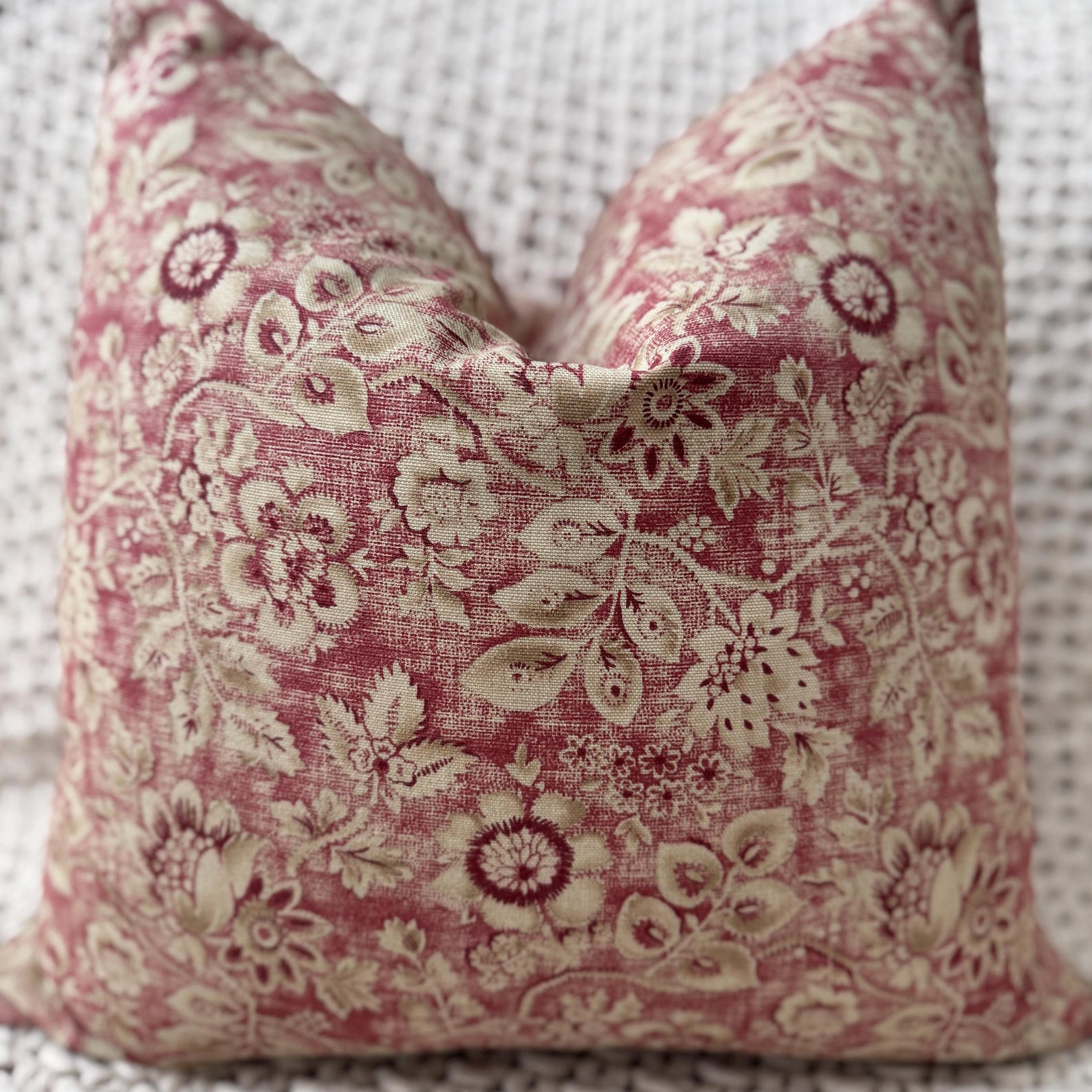 Cranberry and Khaki Floral Pillow Cover - Etsy