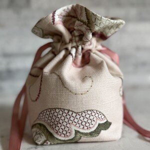 Pink Floral Drawstring Bag - Etsy