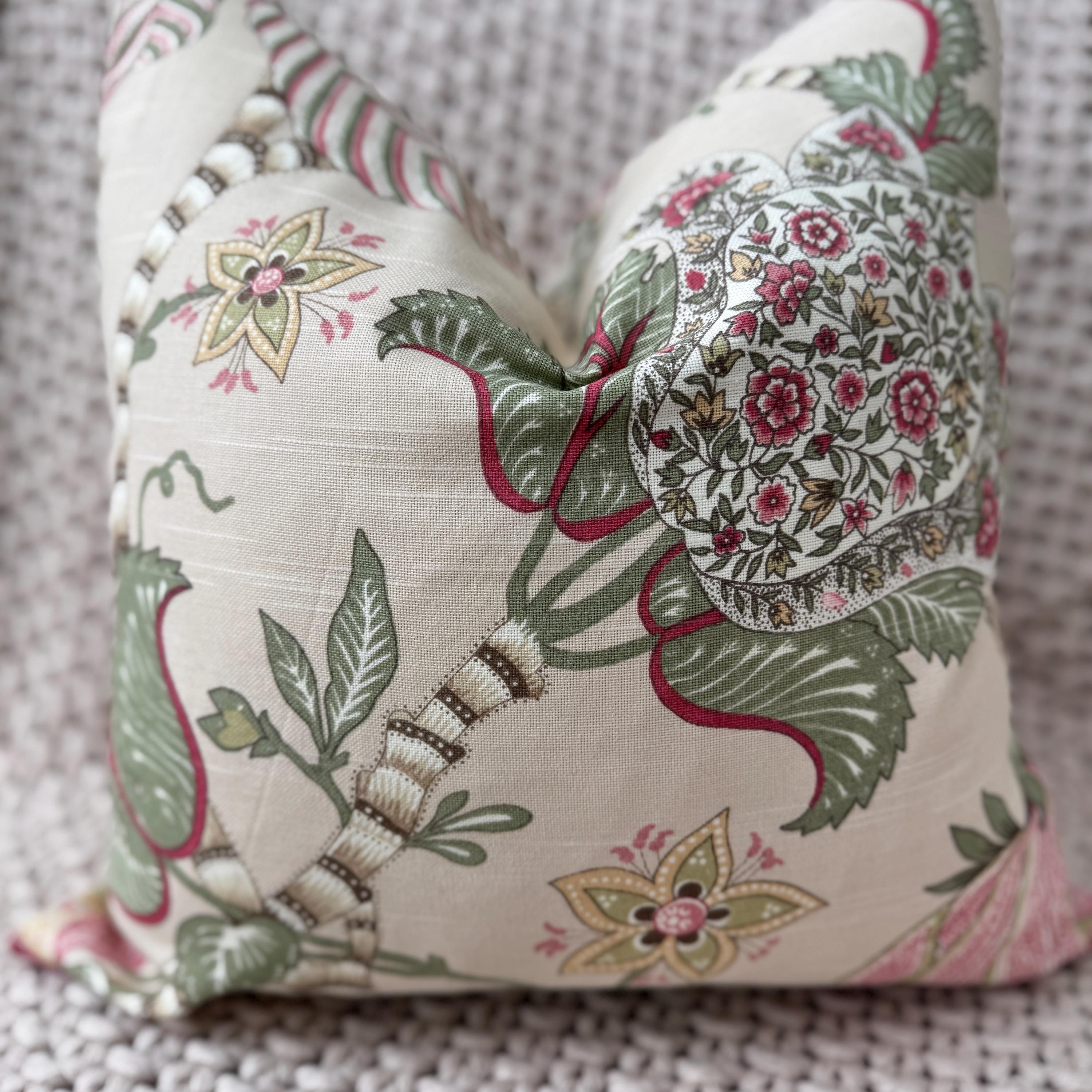 Pink and English Cream Floral Pillow Cover - Etsy