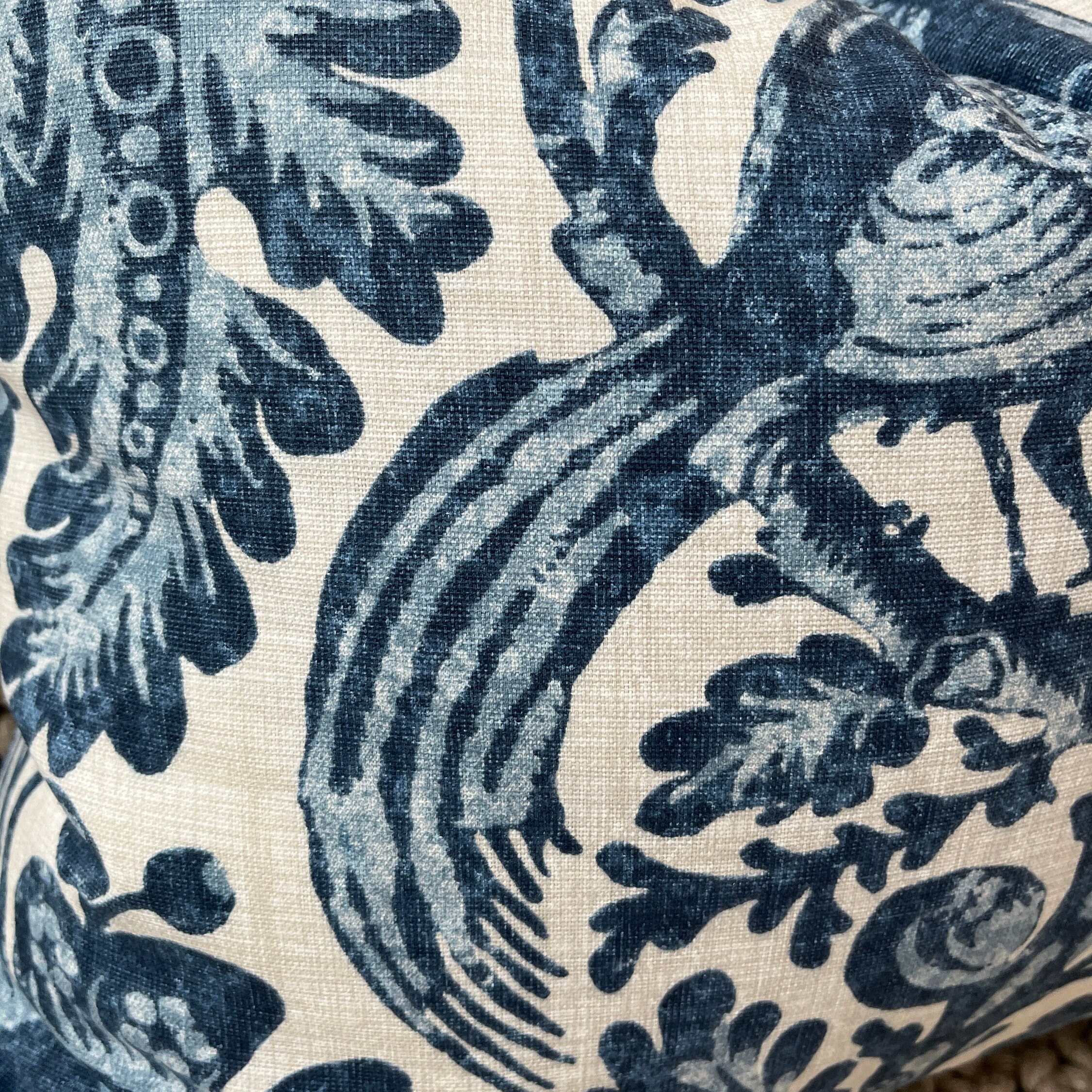 Williamsburg Tucker Blue Batik Floral and Bird Pillow Cover - Etsy