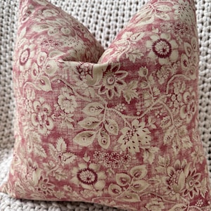 Cranberry and Khaki Floral Pillow Cover - Etsy
