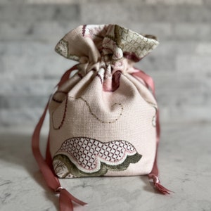 Pink Floral Drawstring Bag - Etsy