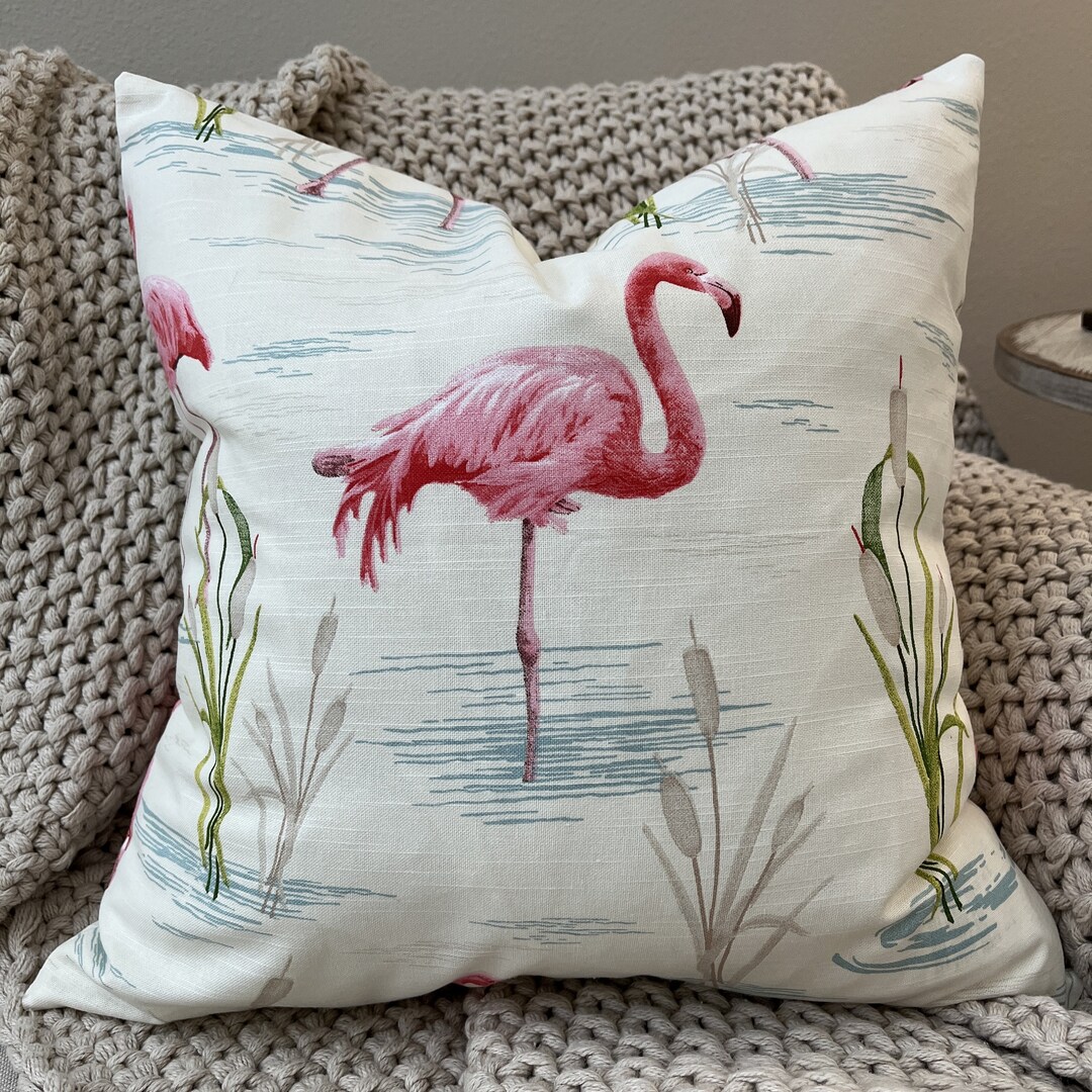 P Kaufman Pink Flamingo Pillow Cover - Etsy