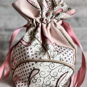 Pink Floral Drawstring Bag - Etsy