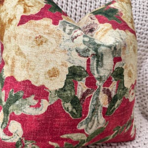 Crimson Red Floral Pillow Cover - Etsy