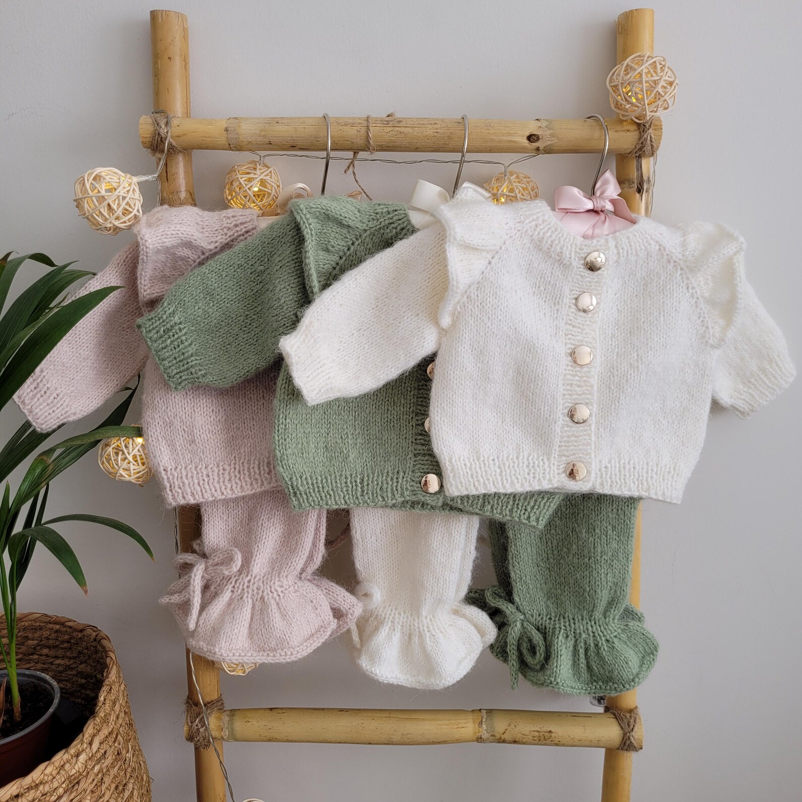 Hand-knitted Alpaca Blend Baby Outfit: 4-piece Coming Home Set,newborn ...