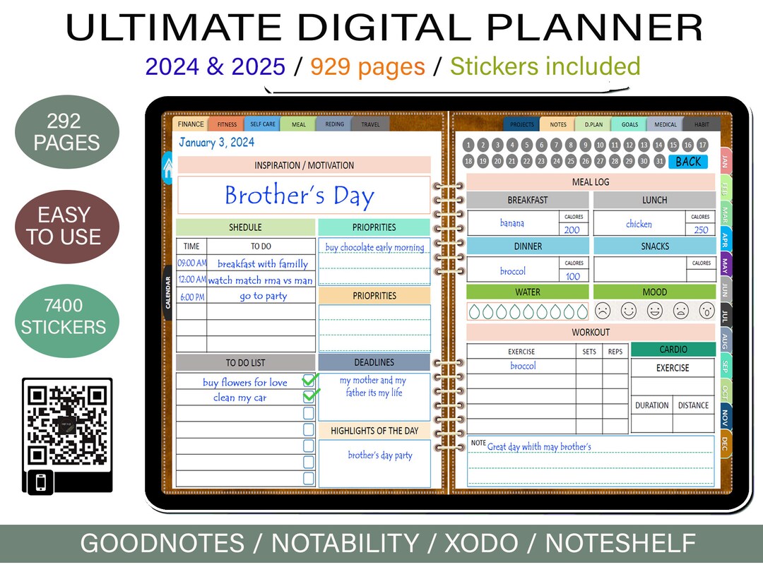 Digital Planner 2024 & 2025 / Goodnotes Planner / Daily and Monthly ...