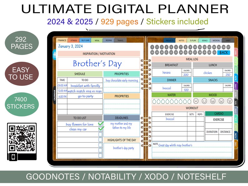 Digital Planner 2024 & 2025 / Goodnotes Planner / Daily and Monthly ...