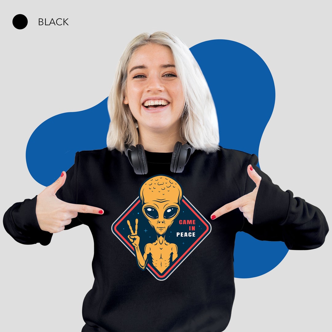 Cute Alien Head Ufo Connection Outer Space Sweatshirt Science - Etsy