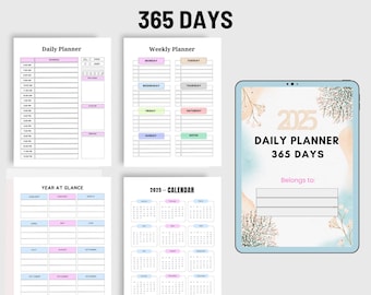 2025 Daily Planner 365 Days Organizer Undated Digital Planner Goal ...