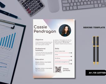 Modern Resume Template: Editable CV Design (digital Download) - Etsy