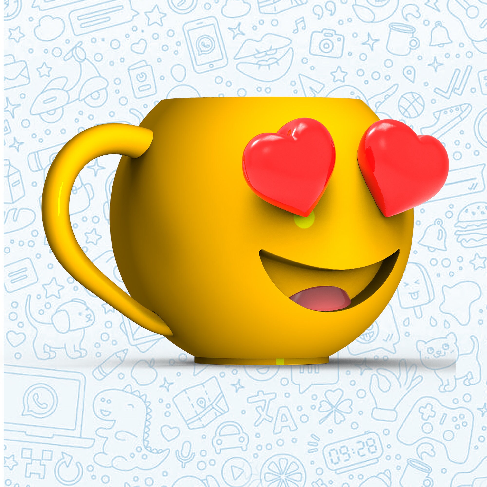 Smile Face With Heart Eyes Emoji Mug STL Format 3D Printable Ready File ...