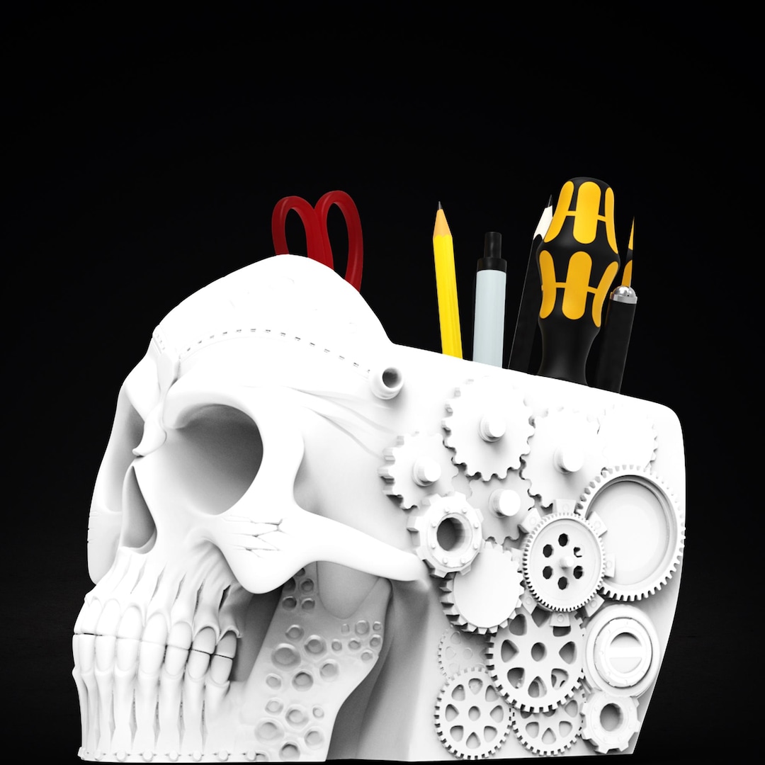 Time Machine Skull Desk Organizer / Desk Organizer / Skull Desk ...