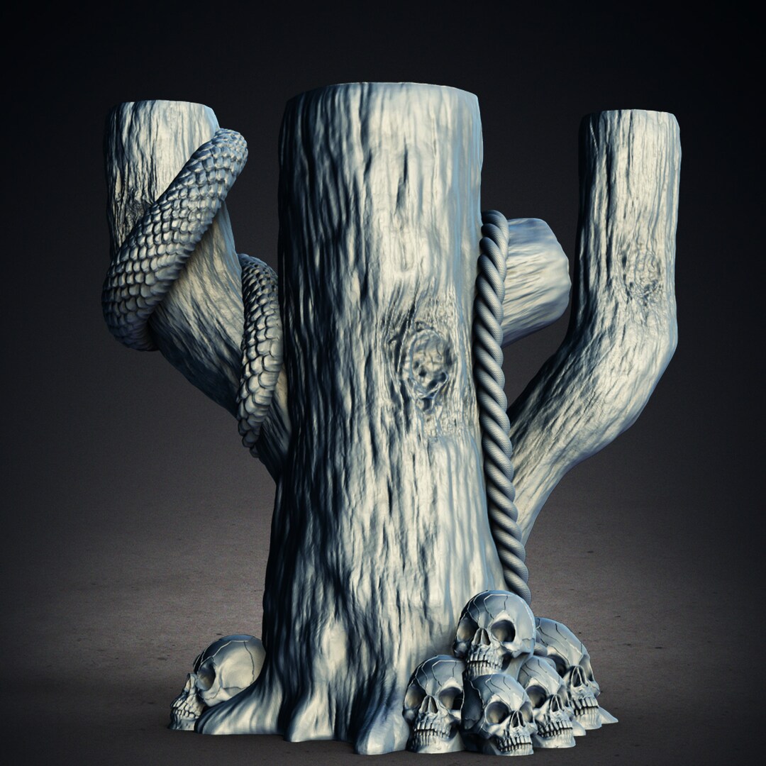 Spooky Horror Halloween Horror Tree Candle Holder 3D Printer STL File ...