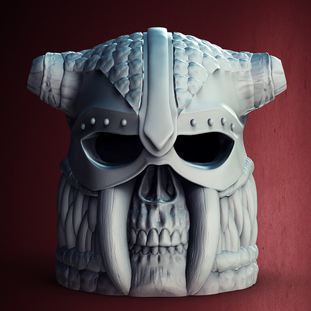 Halloween Tusks Warrior Skull Jar - STL Format 3D Printable Ready File ...
