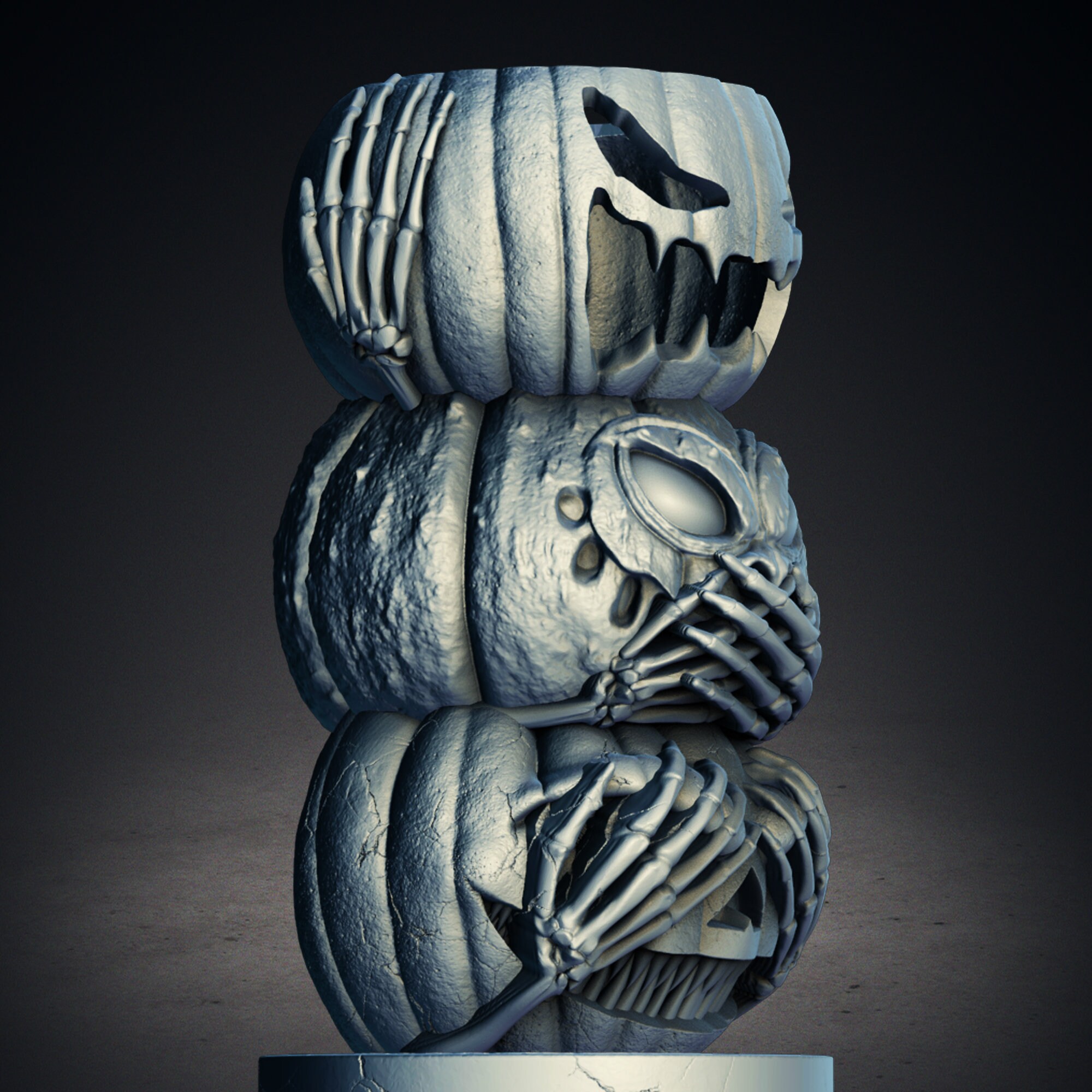 Spooky Horror Halloween Evil Pumpkins Candle Holder 3D Printer STL File ...