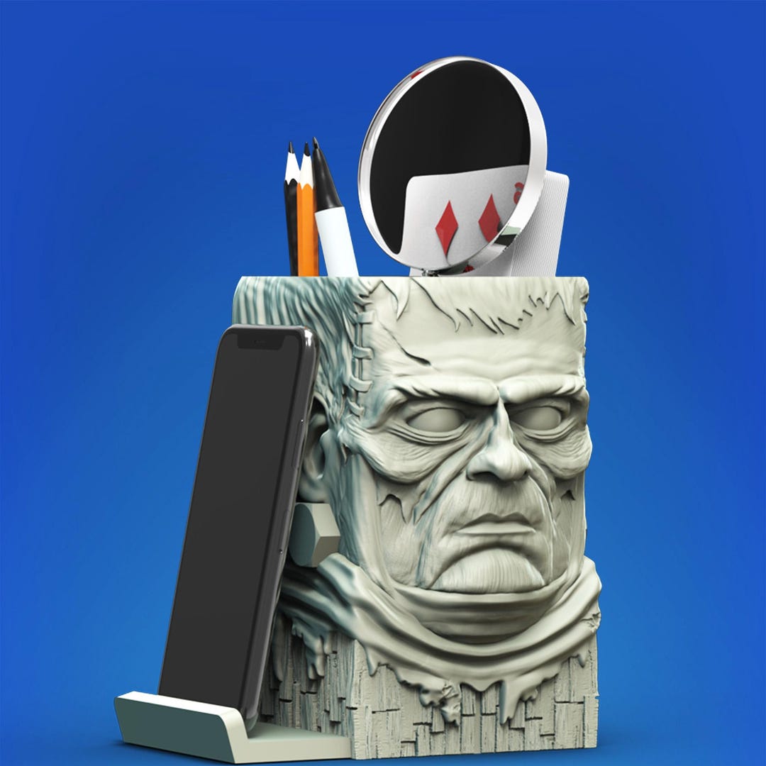 Frankenstein Desk Organizer: Halloween Block Craft Style (3D Printer ...