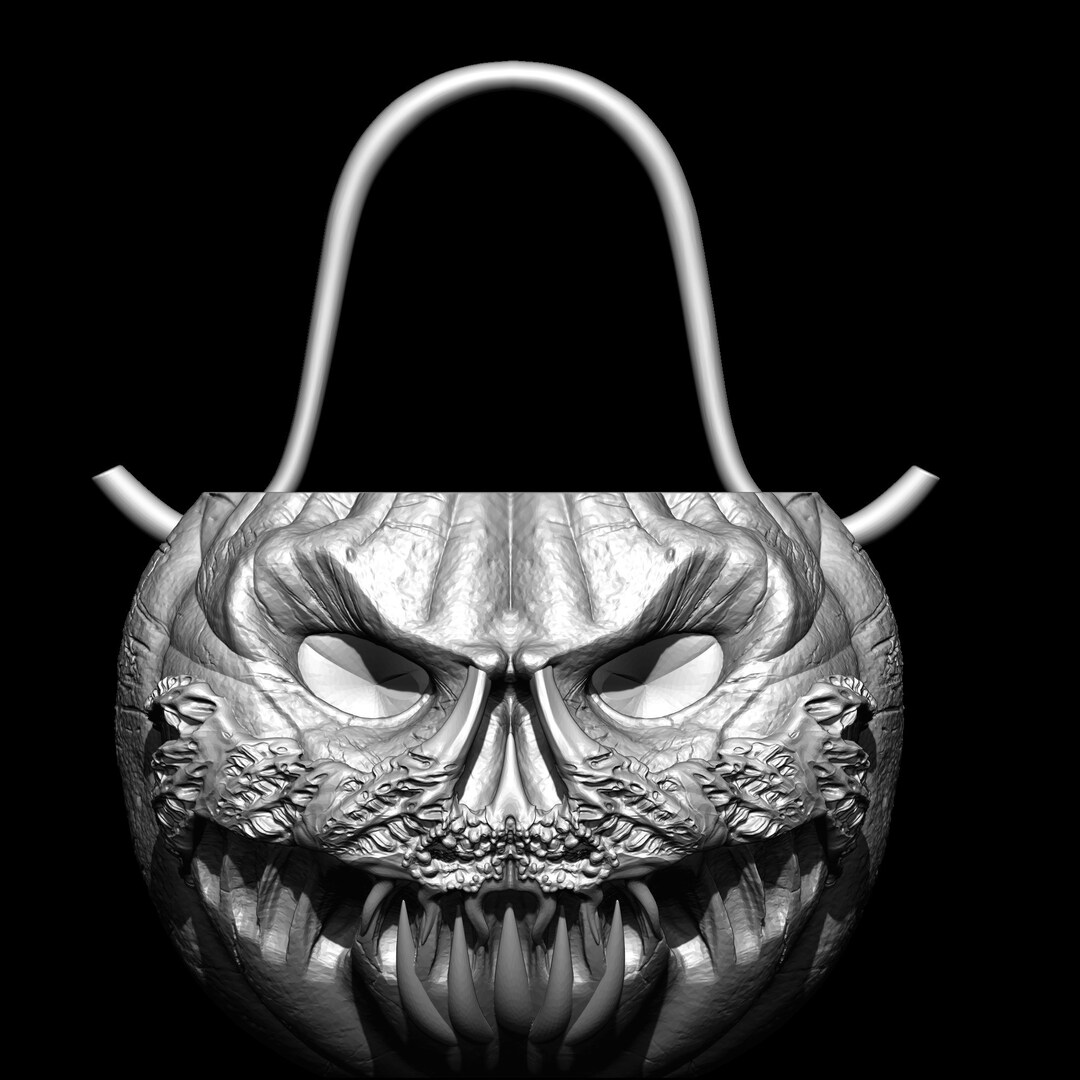 Spooky Horror Halloween Pumpkin Bucket Candy Bucket/ Lamp/ Lantern 3D ...