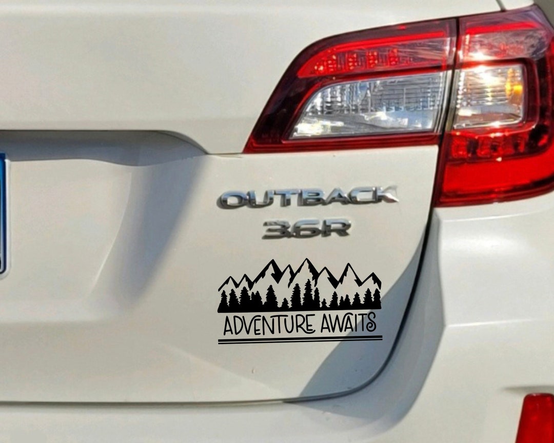 Adventure Awaits Car Decal | Mountains Car Decal | Mountain Car Sticker ...