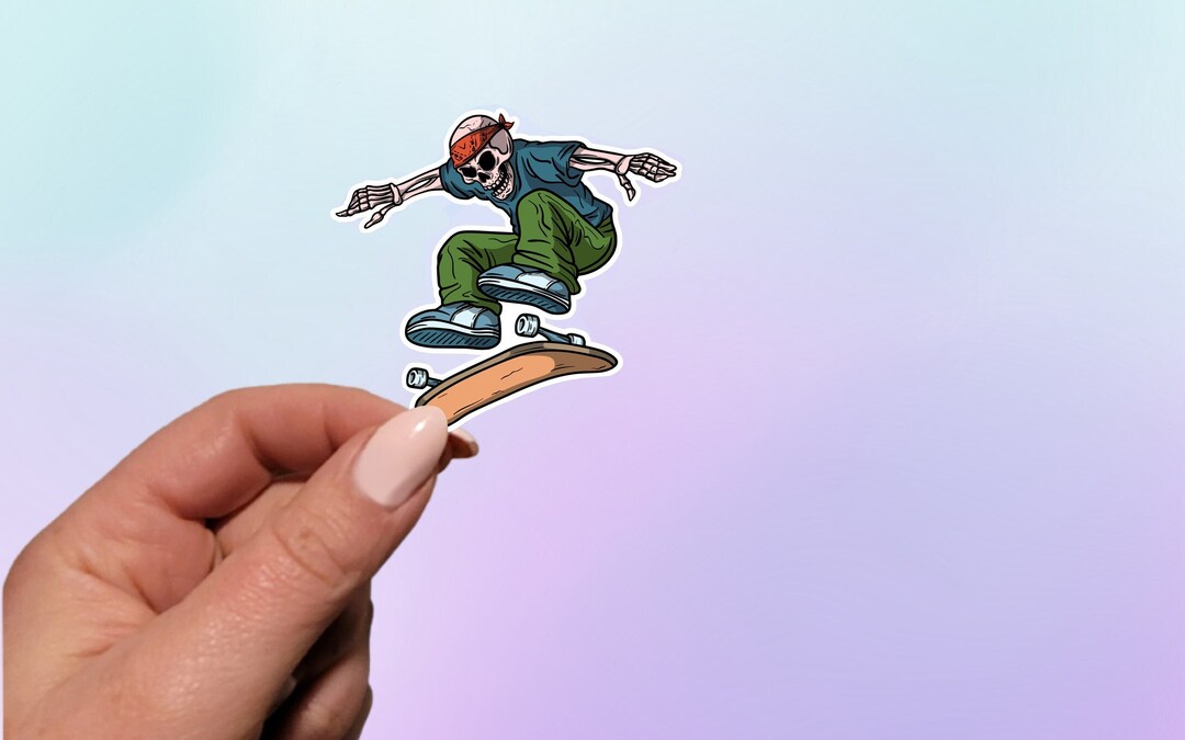 Skater Skeleton Sticker | Skateboard Skeleton Sticker | Kick Flip ...