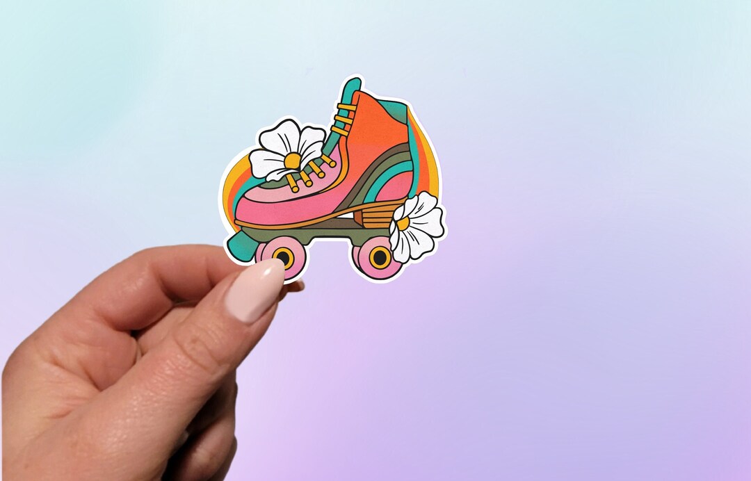 Retro Roller Skate Sticker | Groovy Sticker | 70s Roller Derby Sticker ...