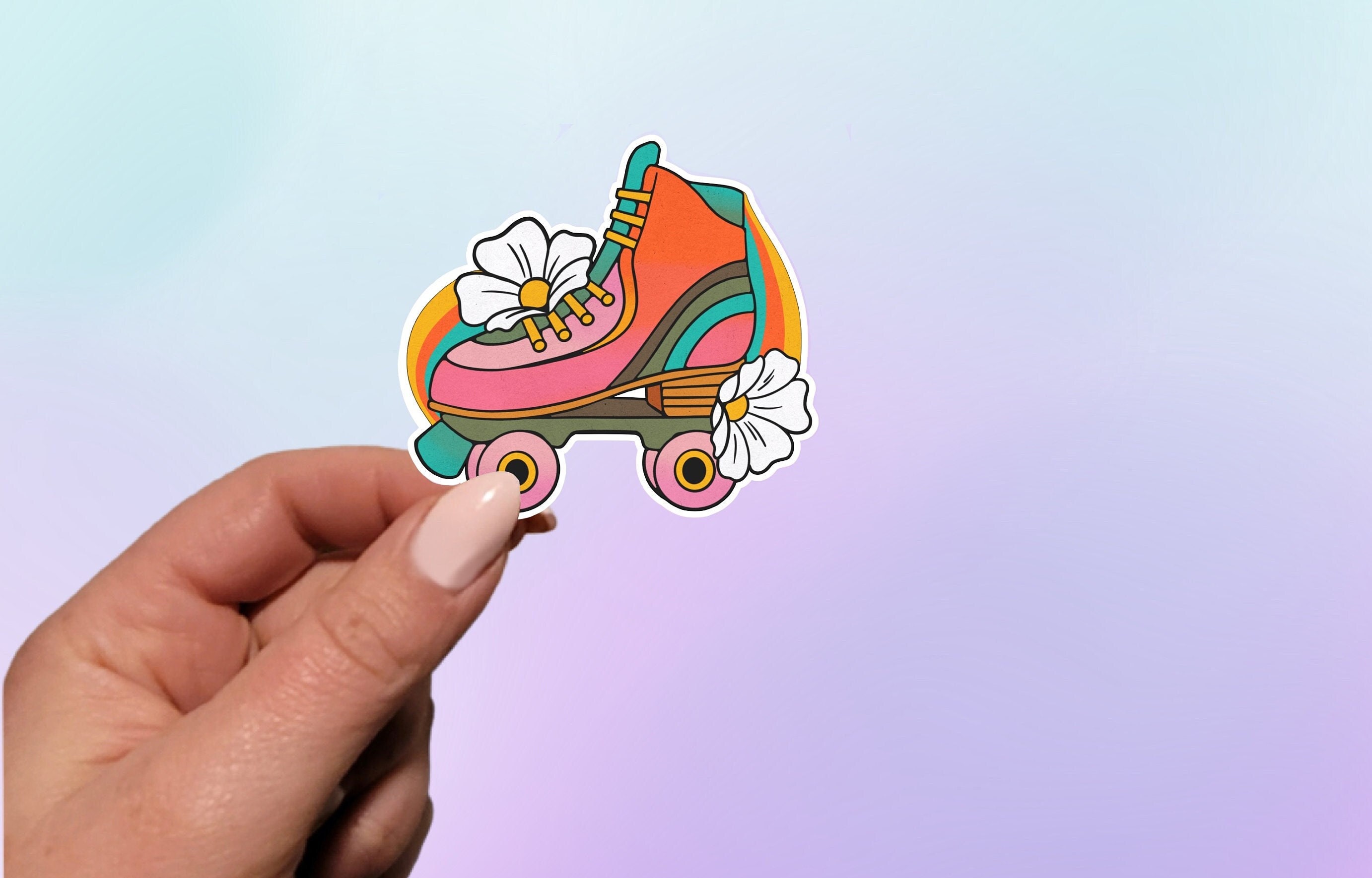 Retro Roller Skate Sticker: 70s Groovy Vinyl Decal - Etsy