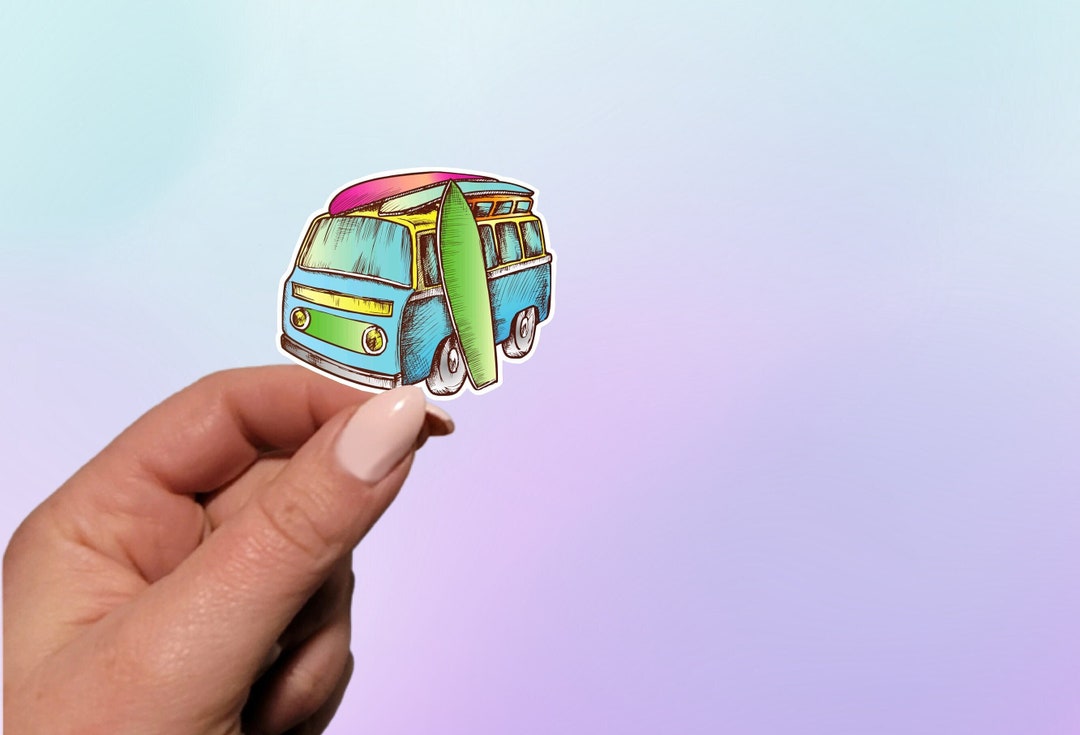 Surfer Van Sticker | Boogie Van Sticker | Retro Van Sticker | Surf ...