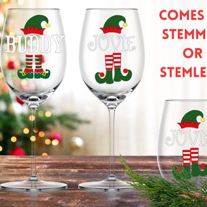 Personalized Wine Glass Christmas Wine Glass Elf Wine - Etsy