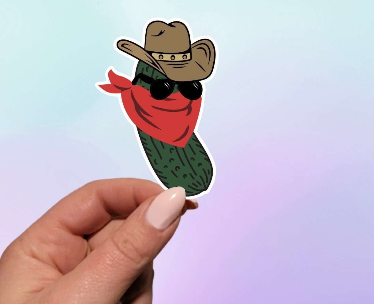 Outlaw Pickle Sticker Funny Pickle Sticker Cowboy Pickle - Etsy