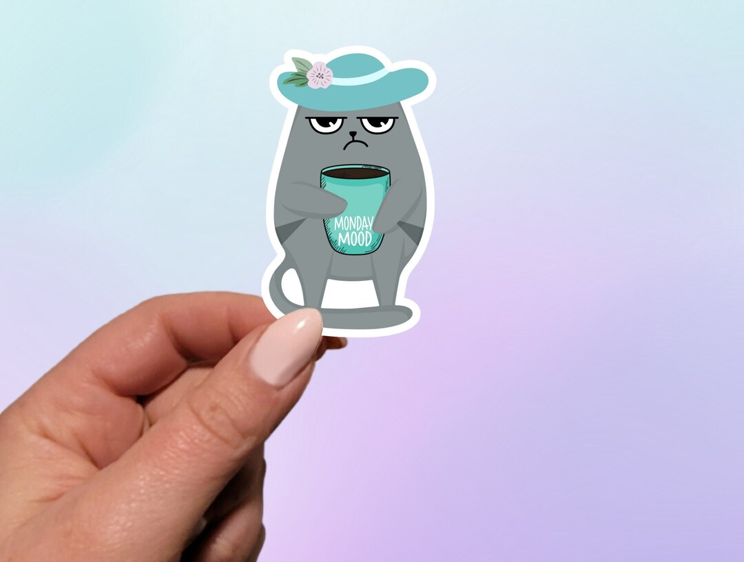 Monday Mood Cat Sticker RBF Sticker Funny Sticker Planner Sticker ...