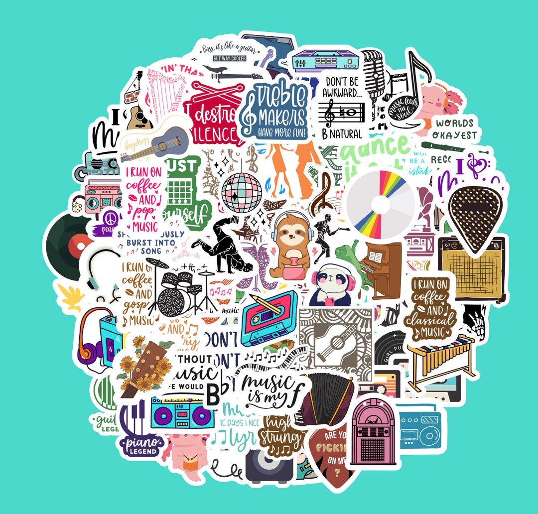 Music Junkie Sticker | Music Lover Sticker Packs 10-100 | Musical ...