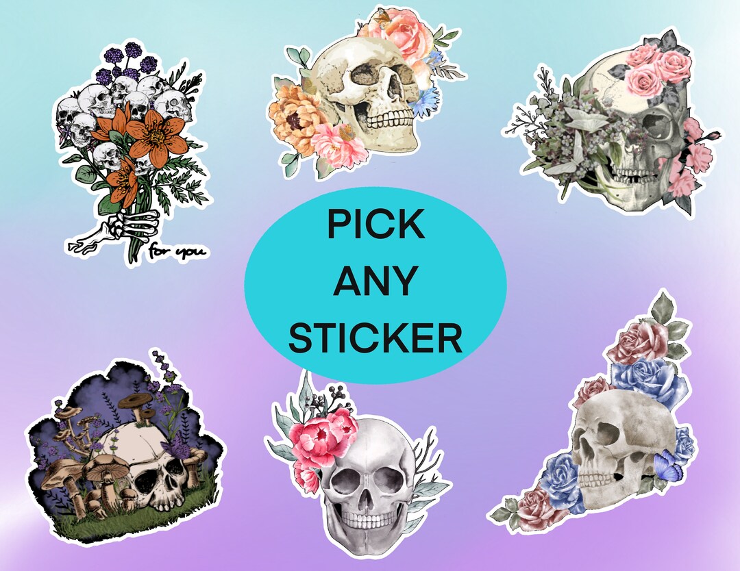 Skeleton Sticker | Skeleton Flower Sticker | Skeleton Mushroom Sticker ...