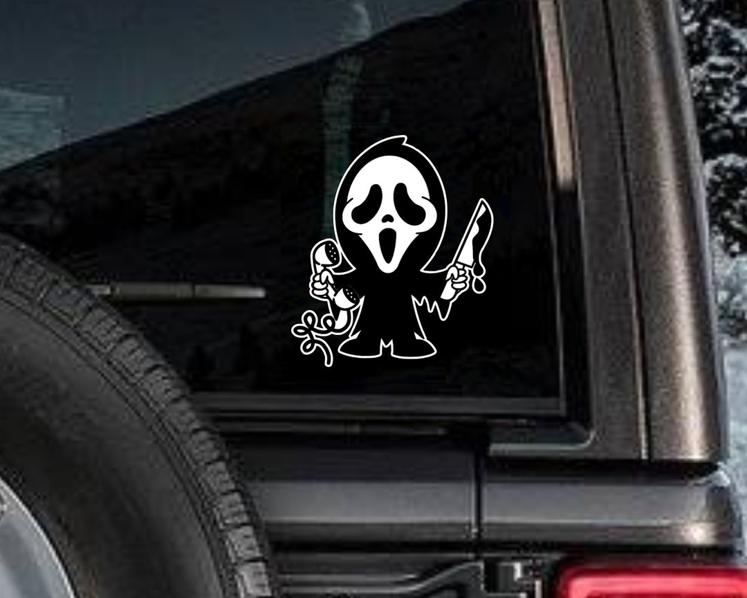 Ghost Face Decal With Knife Halloween Car Accessories Car Mirror Decal ...