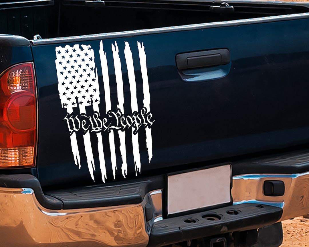 American Flag Distressed Decal | We the People Truck Decal | Vinyl ...