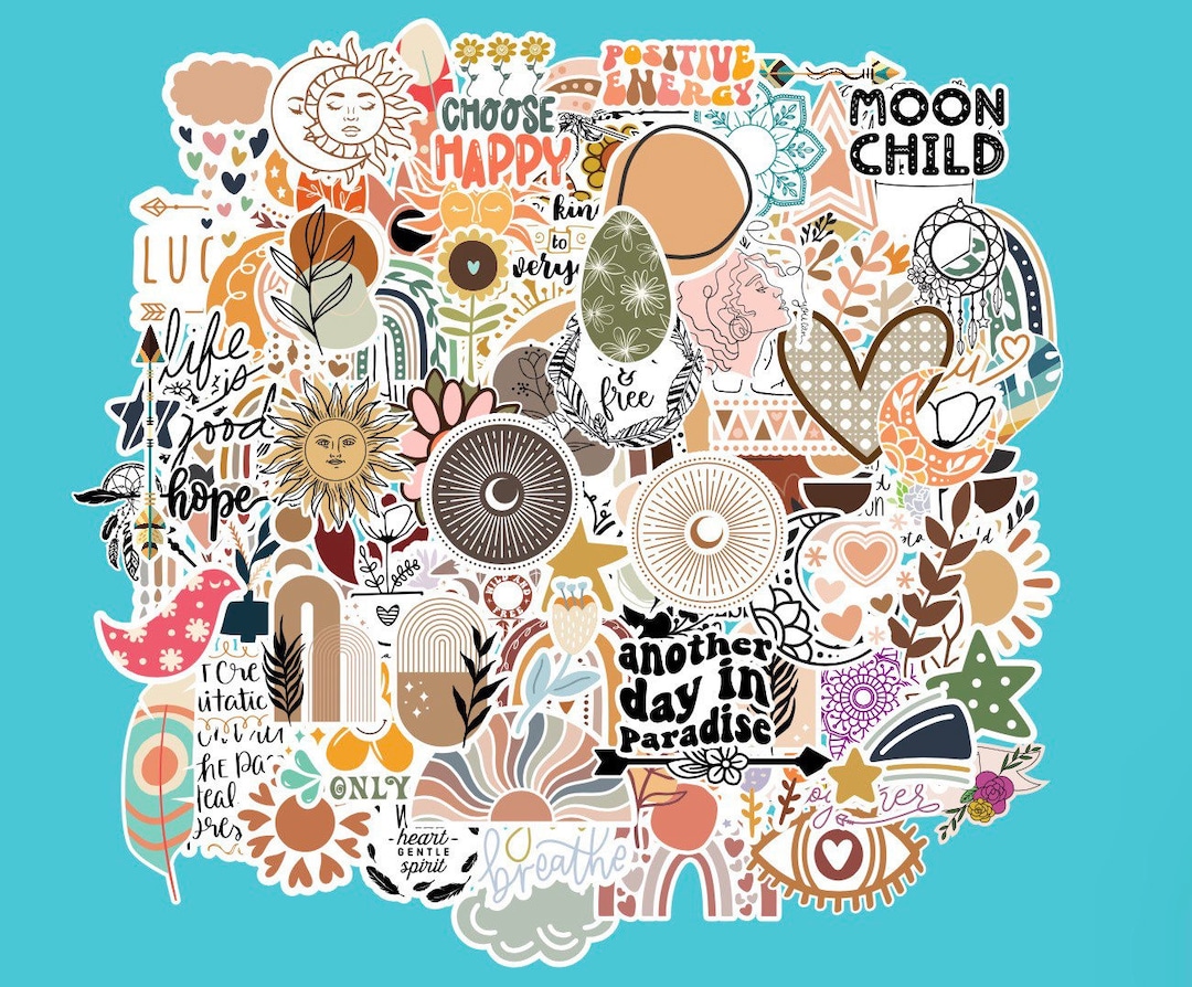 Boho Stickers Pack 10-100 | Stickers | Boho Sticker Bundle | Stickers ...