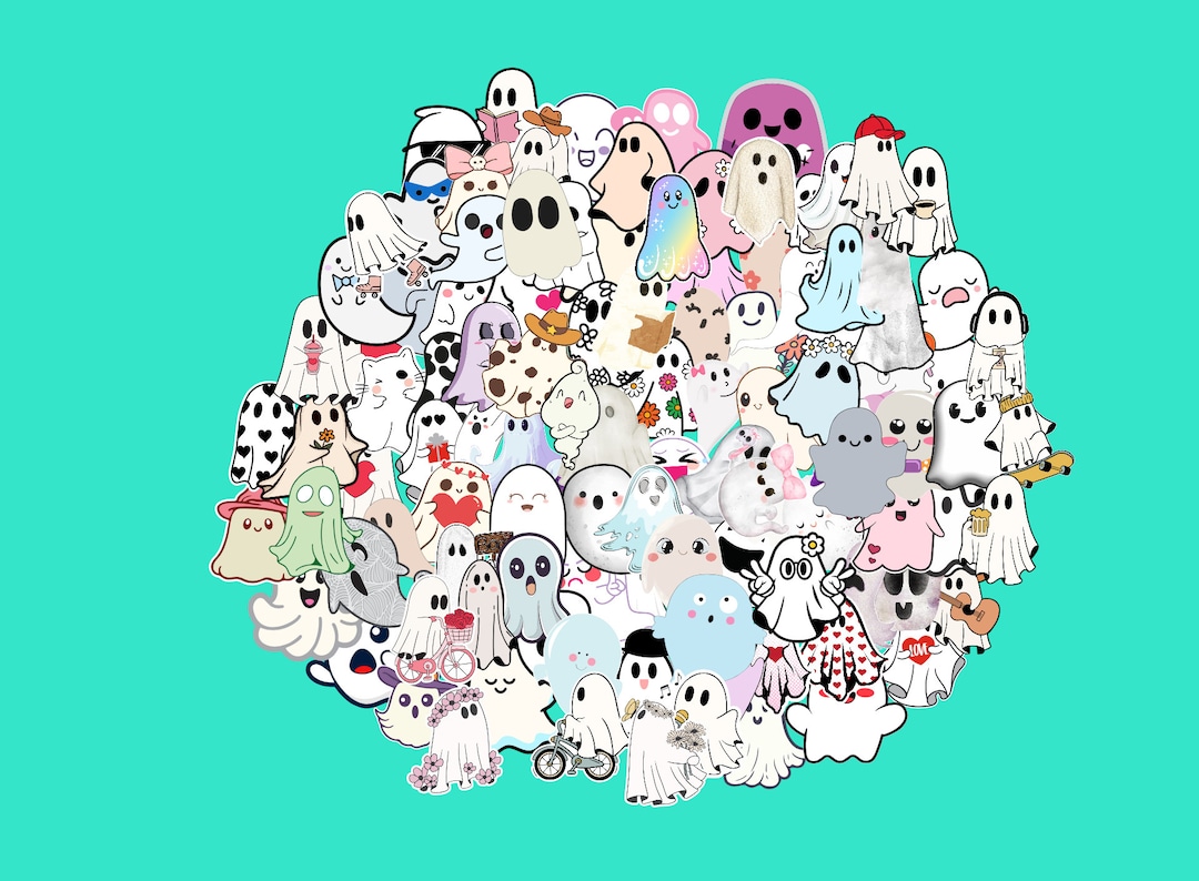 Little Ghost Sticker Pack 10-100 | Phone Case Stickers | Water Bottle ...