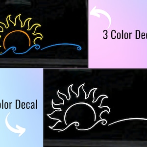 Sun and Wave Car Decal | Wave Decal | Sun Decal | Pretty Car Decal ...