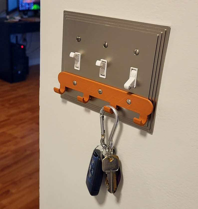 Triple Light Switch Addon Bar With Hooks for Keys. 3d-printed - Etsy